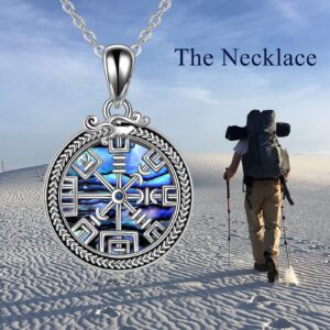 Viking Compass Urn Necklace for Ashes Sterling Silver Viking Compass Cremation Jewelry for Human Ashes of Loved Ones Vegvisir Memorial Jewelry Gifts for Men Women