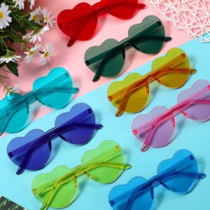 Colzzy 16 Pair Heart Shaped Sunglasses Candy Color Glasses Frameless Sunglasses for Party Women(Fresh Colors)