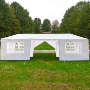 10x30 feet heavy duty canopy tent - 8 sides 2 doors waterproof gazebos, instant shelter beach canopy for wedding camping birthday party (white)