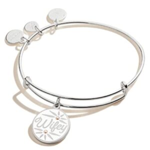 alex and ani bridal expandable bangle for women, wifey charm, shiny silver finish, 2 to 3.5 in, one size (a20brid06ss)