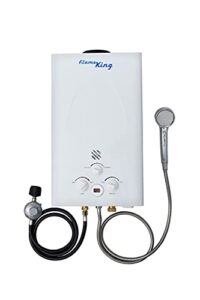 flame king portable tankless water heater propane gas 10l 2.64 gpm at 68,000 btu, outdoor instant hot water shower for rv, camping, farm, cabins