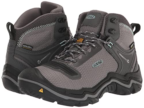 KEEN Women's Durand Evo Mid Height Waterproof Backpacking Hiking Boot, Steel Grey/Cloud Blue, 7