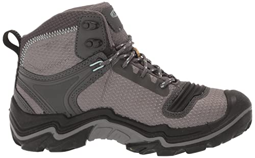 KEEN Women's Durand Evo Mid Height Waterproof Backpacking Hiking Boot, Steel Grey/Cloud Blue, 7