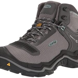 KEEN Women's Durand Evo Mid Height Waterproof Backpacking Hiking Boot, Steel Grey/Cloud Blue, 7