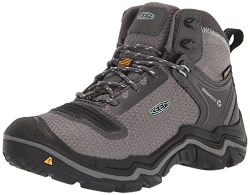 KEEN Women's Durand Evo Mid Height Waterproof Backpacking Hiking Boot, Steel Grey/Cloud Blue, 7