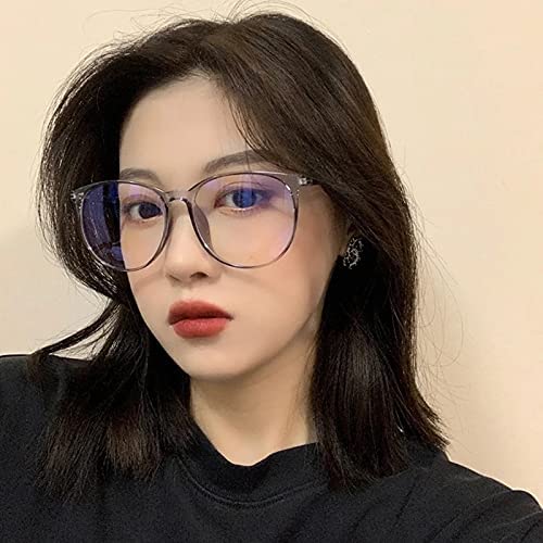 Rewhey Transparent Computer Glasses Frame Women Men Anti Blue Light Round Eyewear Blocking Glasses Optical Spectacle Eyeglass (White)