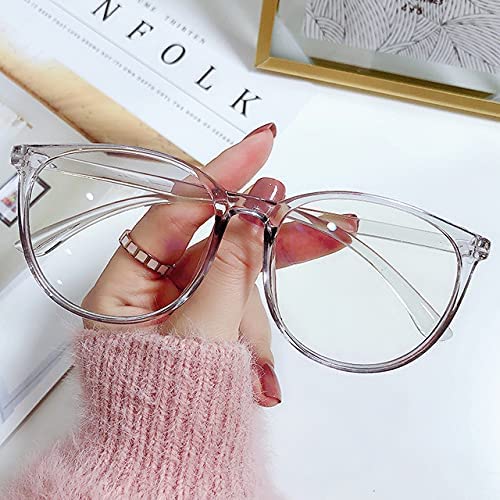 Rewhey Transparent Computer Glasses Frame Women Men Anti Blue Light Round Eyewear Blocking Glasses Optical Spectacle Eyeglass (White)