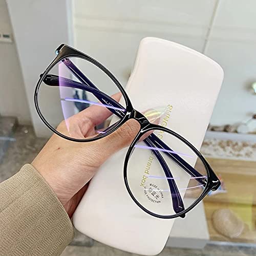 Rewhey Transparent Computer Glasses Frame Women Men Anti Blue Light Round Eyewear Blocking Glasses Optical Spectacle Eyeglass (White)