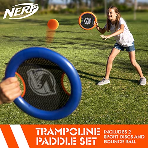 NERF Trampoline Paddle Ball and Flying Disc Set, Indoor Outdoor Game for Two