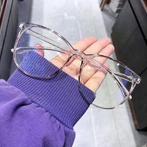 Rewhey Transparent Computer Glasses Frame Women Men Anti Blue Light Round Eyewear Blocking Glasses Optical Spectacle Eyeglass (White)