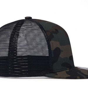 CNUSER Camouflage Trucker Hat Fashion Mesh Army Mens Women Flat Bill Snapback Hats - The Great Outdoors Adjustable Baseball Cap