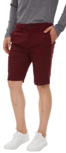 plaid&plain men's burgundy shorts slim fit chino shorts 9 inch inseam burgundy 30