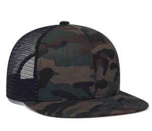 cnuser camouflage trucker hat fashion mesh army mens women flat bill snapback hats - the great outdoors adjustable baseball cap