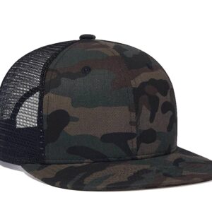 CNUSER Camouflage Trucker Hat Fashion Mesh Army Mens Women Flat Bill Snapback Hats - The Great Outdoors Adjustable Baseball Cap