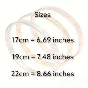 Five Rock Style" Elegant Bracelet Bangles Gift Box, 1 Silver, 1 Gold, 1 Rose Gold, Friendship Jewelry, Stainless Steel Hinged Love Bracelets with Select Cubic Zirconias (19cm)