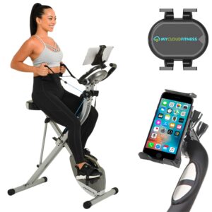 mycloudfitness cadence sensor, resistance bands and phone holder combo kit, black and blue