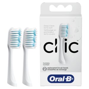 oral-b clic toothbrush replacement brush heads, deep clean, white, 2 count