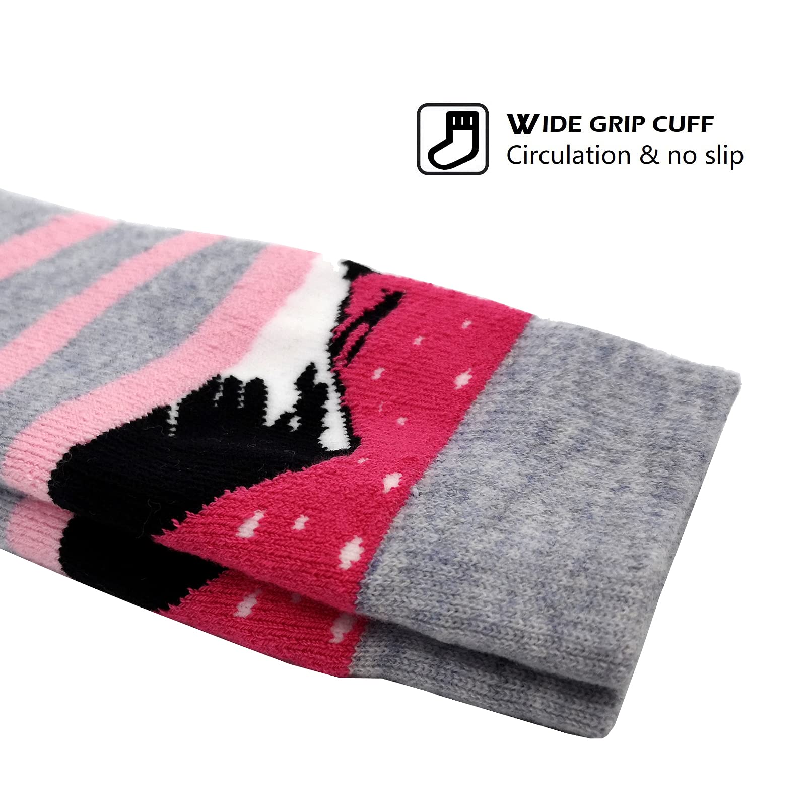 HIGHCAMP 2 Pairs Kids Merino Wool Ski Snowboard Socks Boy Girl Toddler Snow Socks/Alps Pink, M