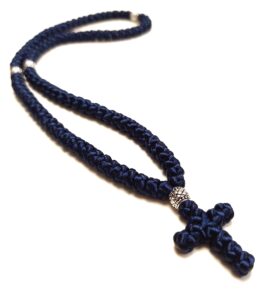 monastery vodoca christian 100-knot prayer rope ǀ smooth silk satin cord (navy blue)