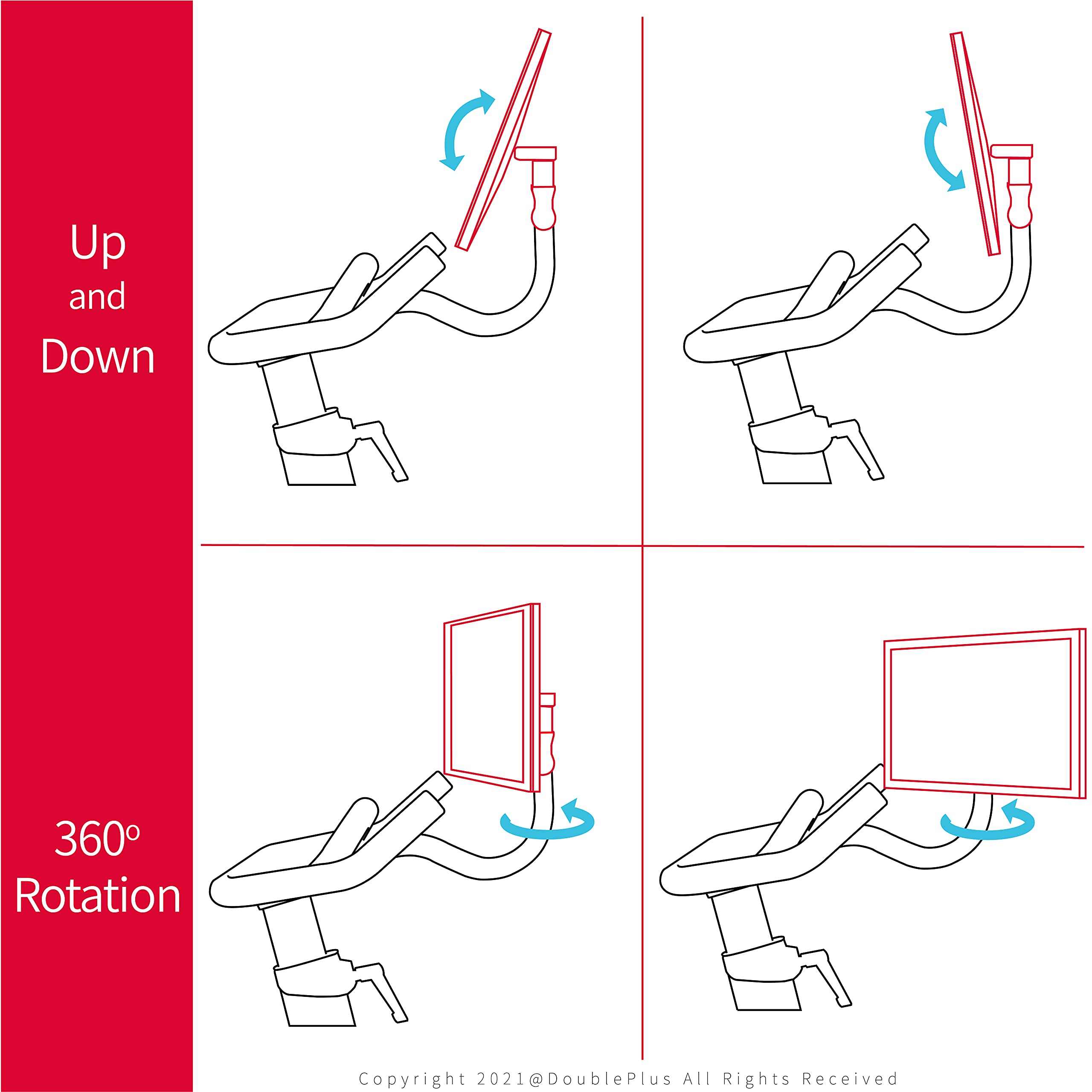 DoublePlus Swivel Compatible with Peloton Bike, Upgraded Swivel for The“ OG” Bike, 360 Degree Adjuster, Easily Adjust & Rotate Your OG Bike Screen, Accessories Compatible with The OG Bike