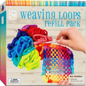 hapinest loom bands kit potholder weaving loom refill loops, loom knitting kit for kids, makes 8 pot holders 288 loom loops in 8 colors, potholder loom kit for kids, weaving loom kit knitting loom kit