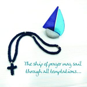 Monastery Vodoca Christian 100-knot Prayer Rope ǀ Smooth Silk Satin Cord (Navy Blue)