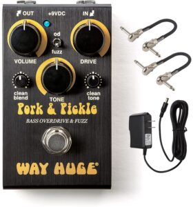 briskdrop way huge smalls wm91 pork & pickle bass overdrive & fuzz pedal bundle with 2 mxr patch cables and power supply(wm41)