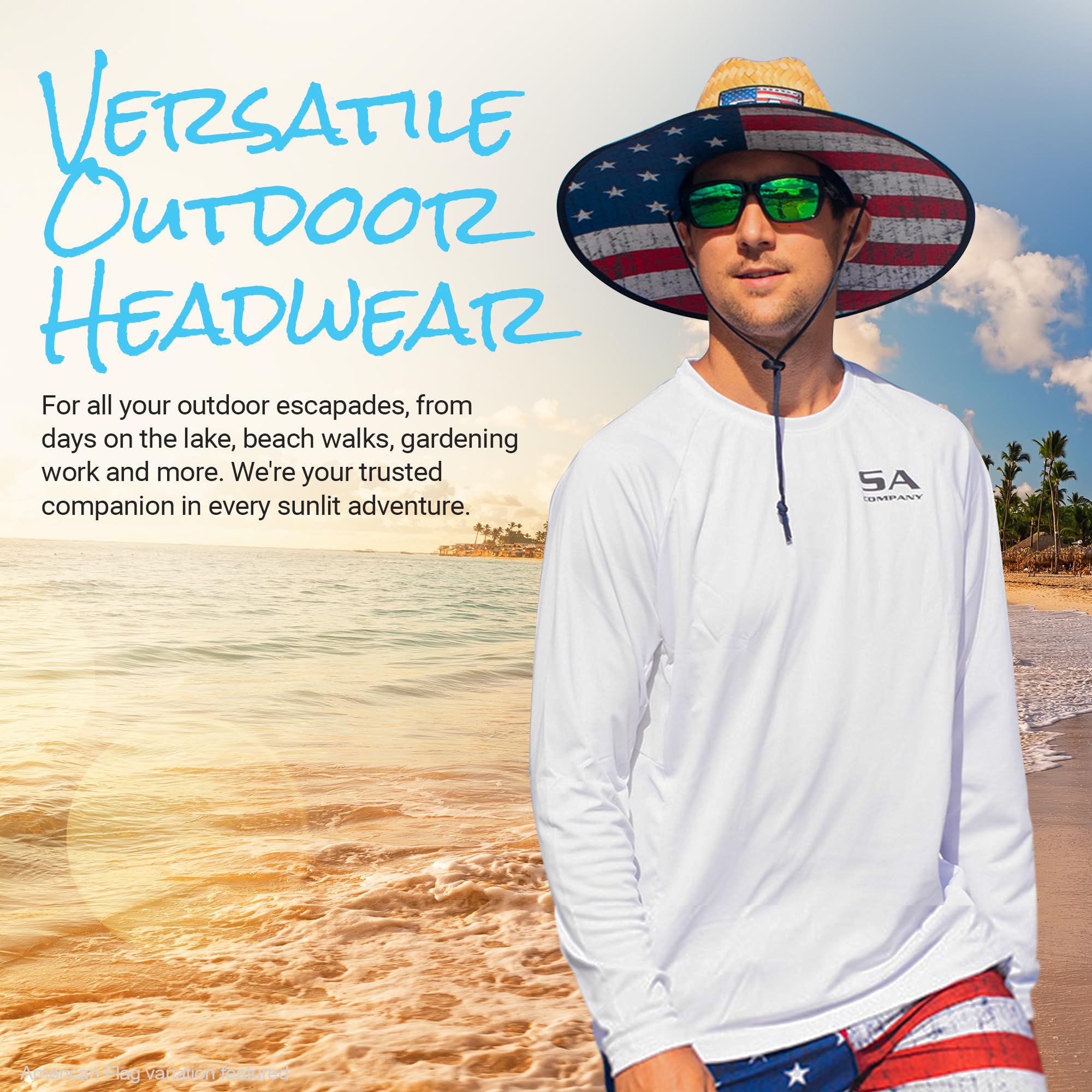 S A Company Summer Straw Hats for UV Sun Protection | Unisex Adult (American Flag Hat 2.0)