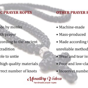 Monastery Vodoca Christian 100-knot Prayer Rope ǀ Smooth Silk Satin Cord (Navy Blue)