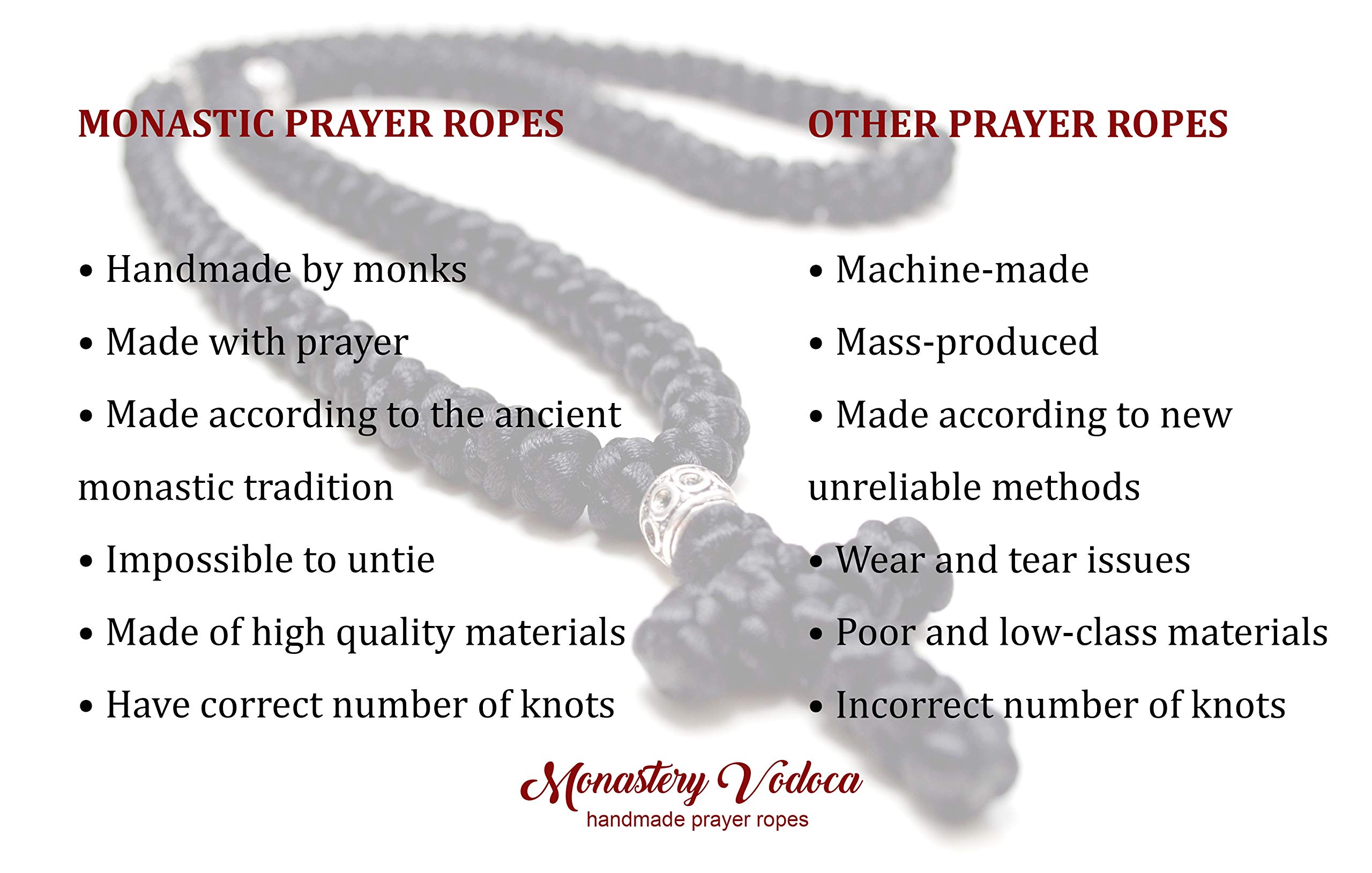 Monastery Vodoca Christian 100-knot Prayer Rope ǀ Smooth Silk Satin Cord (Navy Blue)