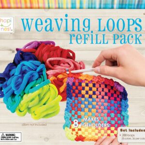 Hapinest Loom Bands Kit Potholder Weaving Loom Refill Loops, Loom Knitting Kit for Kids, Makes 8 Pot Holders 288 Loom Loops in 8 Colors, Potholder Loom Kit for Kids, Weaving Loom Kit Knitting Loom Kit