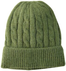 amazon essentials men's cable knit beanie, dark green, one size