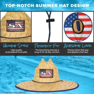 S A Company Summer Straw Hats for UV Sun Protection | Unisex Adult (American Flag Hat 2.0)