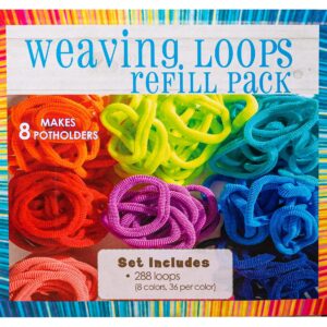 Hapinest Loom Bands Kit Potholder Weaving Loom Refill Loops, Loom Knitting Kit for Kids, Makes 8 Pot Holders 288 Loom Loops in 8 Colors, Potholder Loom Kit for Kids, Weaving Loom Kit Knitting Loom Kit