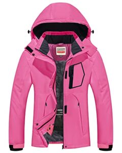 wulful women’s waterproof snow ski jacket mountain windproof winter coat with detachable hood