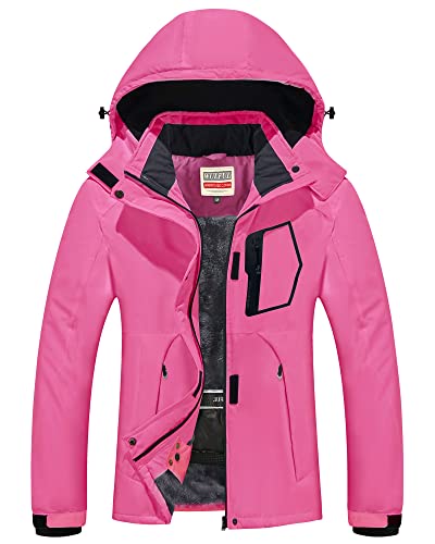 WULFUL Women’s Waterproof Snow Ski Jacket Mountain Windproof Winter Coat with Detachable Hood