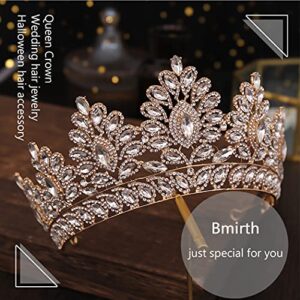 Bmirth Baroque Crown and Tiara Gold Crystal Pearl Bride Wedding Queen Crowns Decorative Princess Tiaras Rhinestone Hair Accessories for Women and Girls (L)