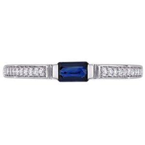 etneyjewels 0.86 Carat Blue Sapphire And Natural White Diamond Baguette Cut Bridal Engagement Rings For Women In 10KT Solid( Centre Blue Gemstone etneyjewels 0.5 ctw,Clarity I2,Color HI,5.5)