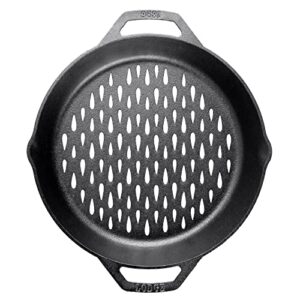 lodge 12" cast iron dual handle grill basket