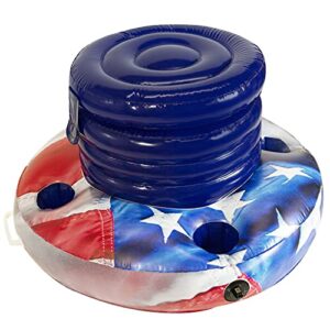 poolcandy inflatable stars & stripes floating drink cooler for pools, indoors or outdoors. easy to use, inflates in minutes perfect for any occasion.