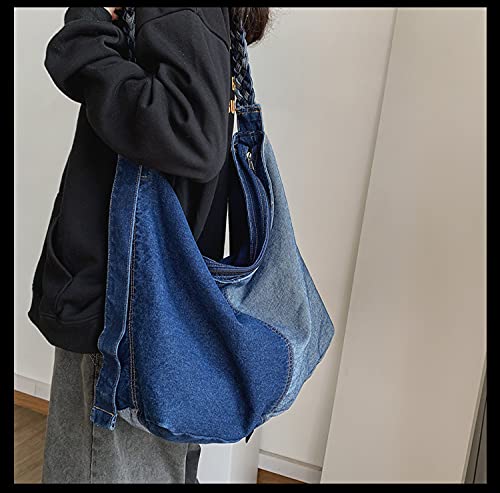 Women Denim Tote Bag Denim Shoulder Bag Hobo Crossbody Handbag Casual School Work Beach Bag(A11)