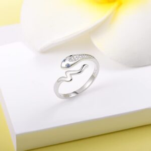 JXJL Silver Snake Ring for Women Gift S925 Sterling Beautiful Punk Adjustable Wrap Open Rings