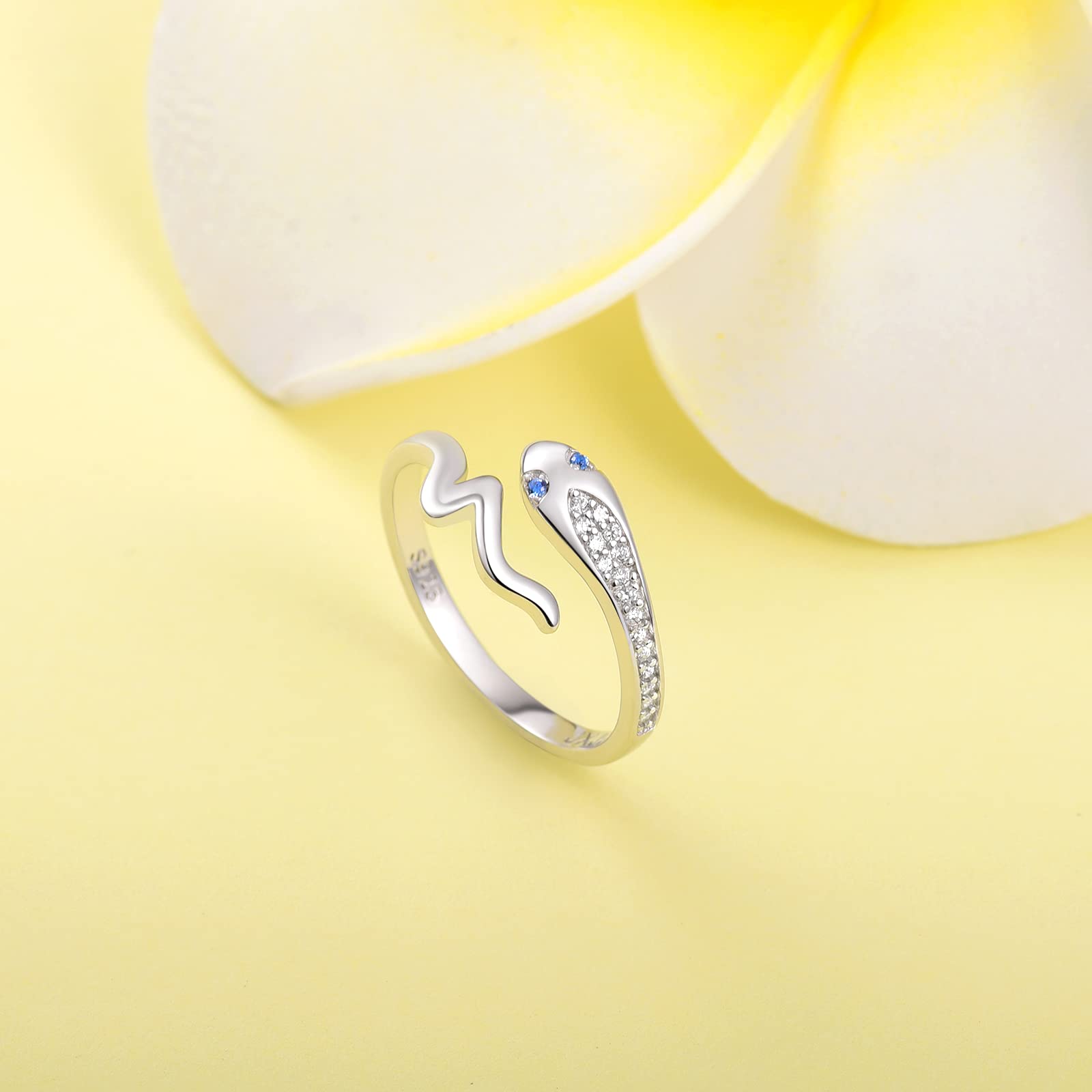 JXJL Silver Snake Ring for Women Gift S925 Sterling Beautiful Punk Adjustable Wrap Open Rings