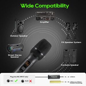 FDUCE Wireless Microphone, Karaoke Mic, UHF Handheld Dynamic System with Rechargeable Receiver for Party, Church, Meeting, Wedding, 260ft (Grey)