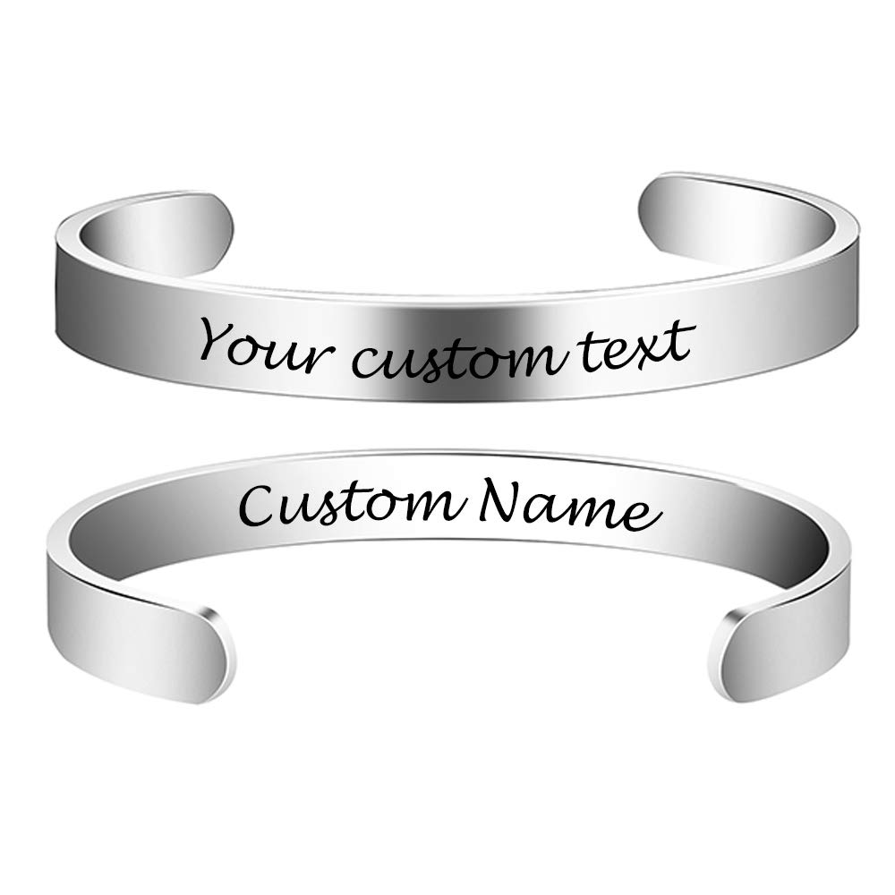 Enni of York Personalized Custom Cuff Bracelets Custom Bracelet for Women Funny Inspirational Gifts for Her Sister to Sister Jewelry Mantra Cuff Bangle