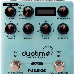 NUX Duotime Stereo Delay Pedal Bundle with Silver Snark Tuner and 3 MXR Patch Cables