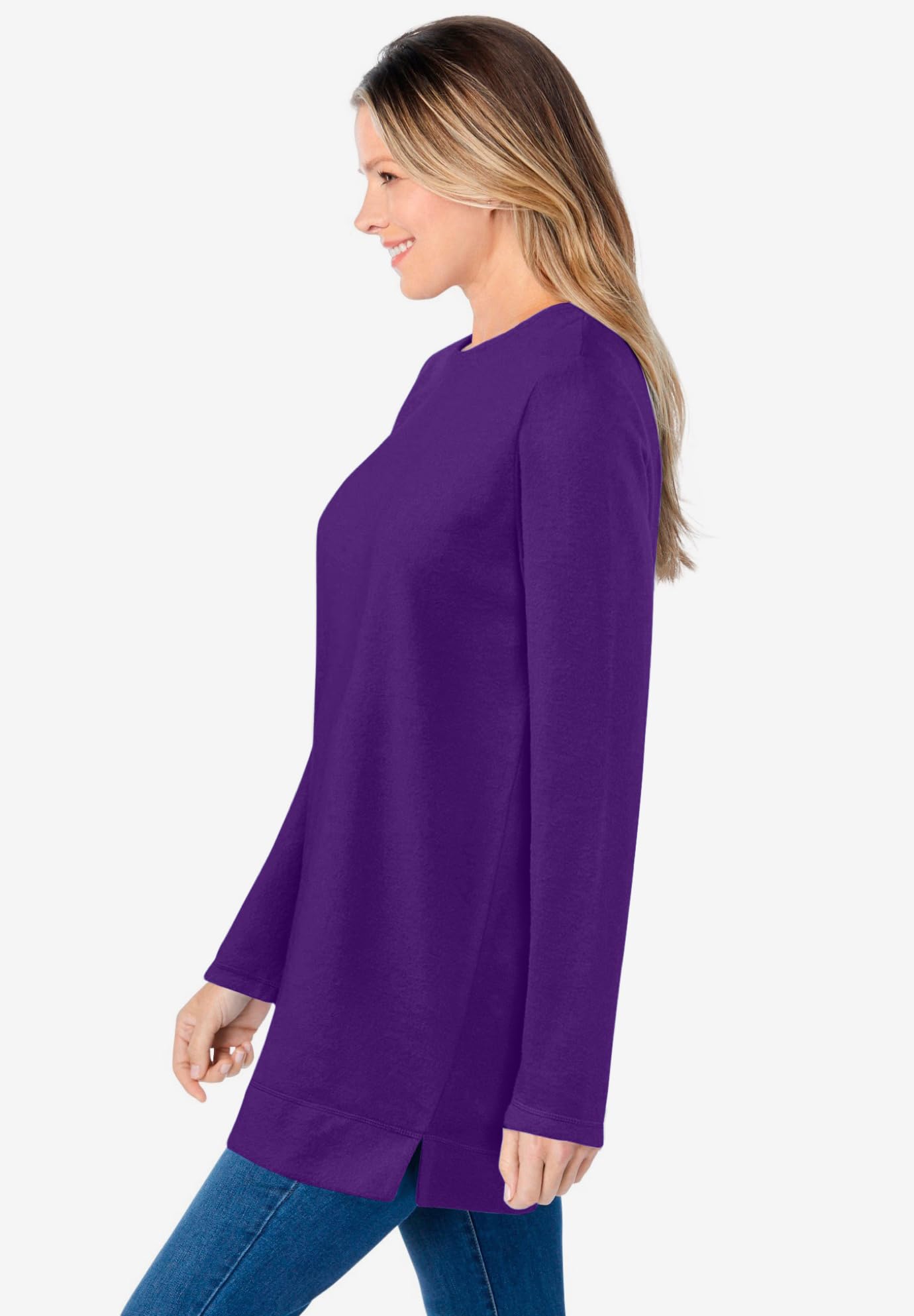 Woman Within Women's Plus Size Thermal Sweatshirt - 6X, Radiant Purple