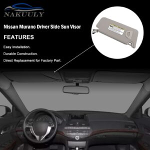 Nakuuly Left Driver Side Sun Visor Gray Compatible with Honda Accord 2008-2017 Sunvisor with Mirror with Vanity Light Replaces # 83280-TA5-A51ZA