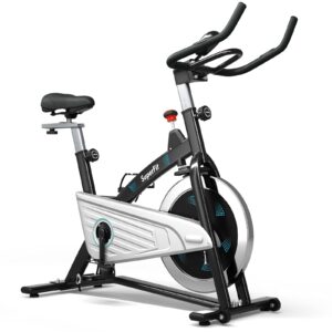 goplus magnetic stationary bike, indoor exercise cycling bike smooth belt drive w/heart rate, lcd monitor, full adjustment near-silent home cardio workout spin bike