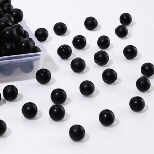 ecally 300 pieces black matte onyx beads natural black agate round beads frosted onyx gemstone loose beads for bracelet necklace jewelry diy making (6 mm)